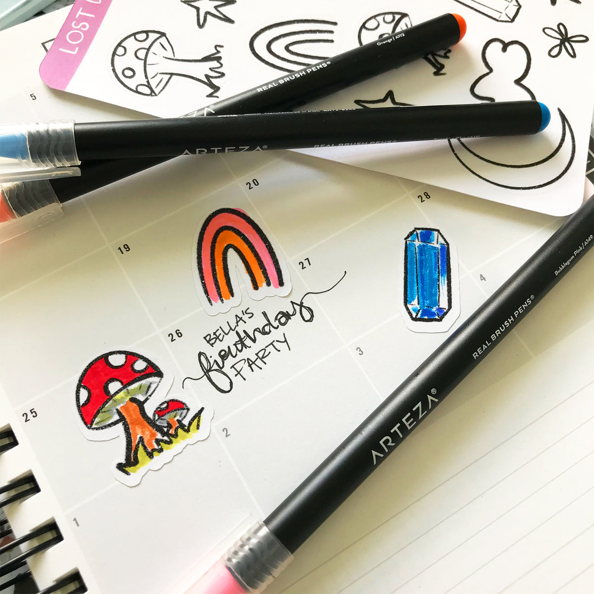 Coloring Page Stickers- Woodland Wonder Set – Lost Girl Watercolor